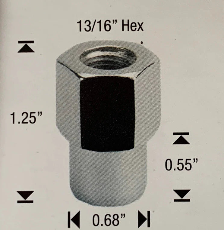 Centerline Open End Convo Pro Mag Wheel Nut 1/2" UNF Thread x 0.55" Sh ...