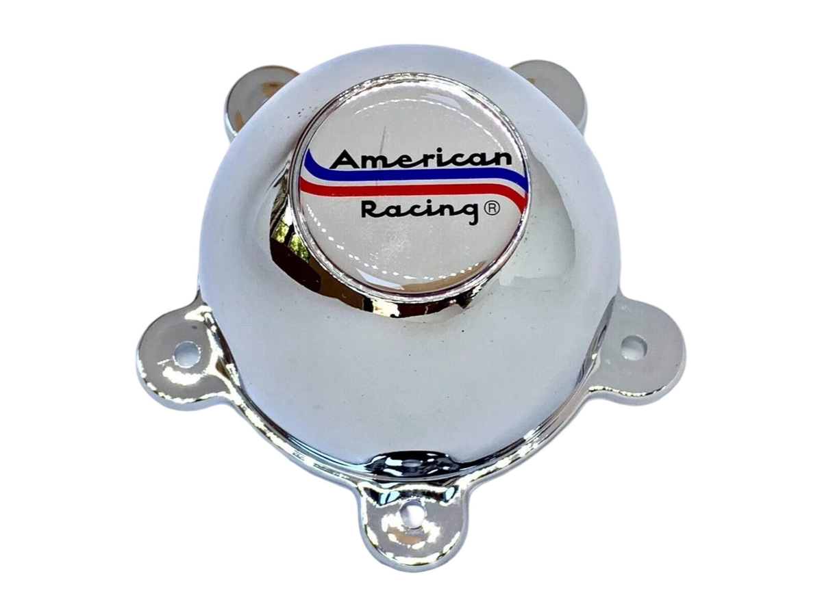 2 Chrome Coated 5 Ear American Racing Torque Thruster D 4 x Centre Cap ...
