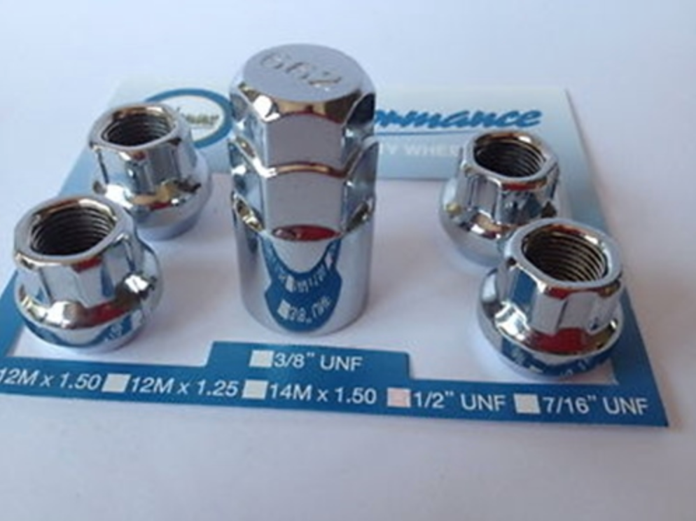 Chrome Open-End Lock Nut Set 7/16" UNF Thread x 22mm Height – Lugnut King